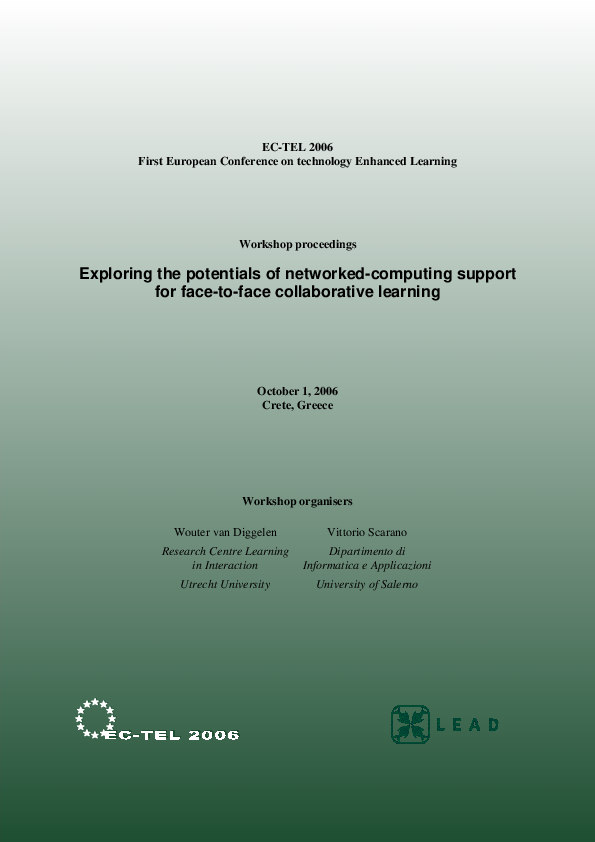 (PDF) Technology appropriation in face-to-face collaborative learning