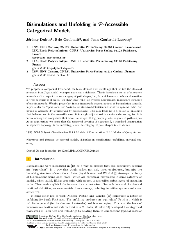 (PDF) Bisimulations and Unfolding in P-Accessible Categorical Models
