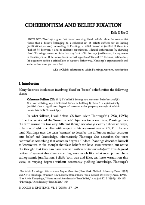 (PDF) Coherentism and Belief Fixation