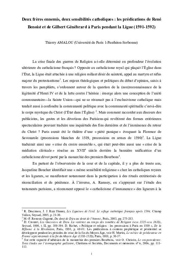 (PDF) Deux frères ennemis, deux sensibilités catholiques : les ...