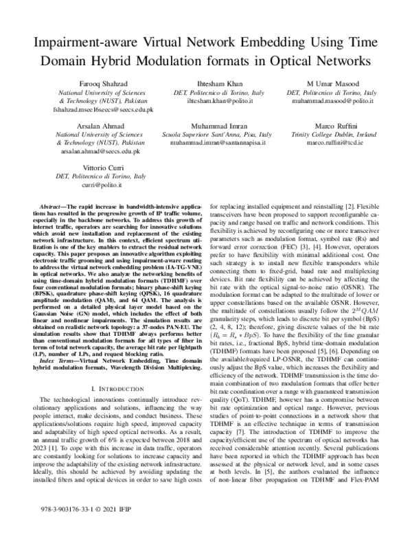 (PDF) Impairment-aware Virtual Network Embedding Using Time Domain Hybrid Modulation formats in ...