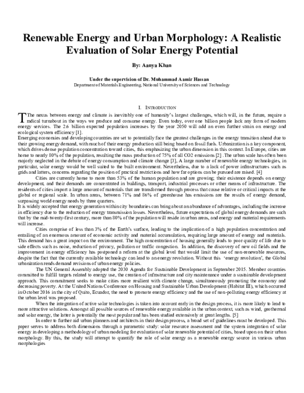 (PDF) Renewable Energy and Urban Morphology: A Realistic Evaluation of ...