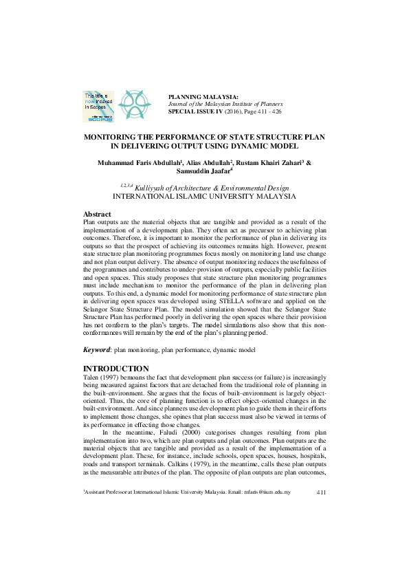 (PDF) Monitoring the Performance of State Structure Plan in Delivering ...
