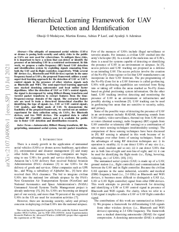 (PDF) Hierarchical Learning Framework for UAV Detection and Identification
