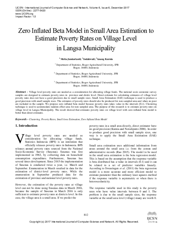 (PDF) Zero Inflated Beta Model in Small Area Estimation to Estimate ...