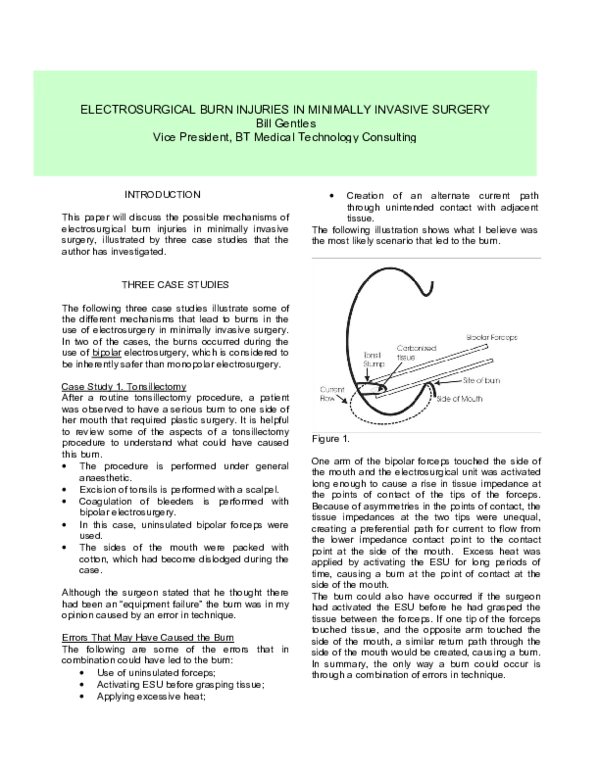 (PDF) Electrosurgical Burn Injuries in Minimally Invasive Surgery ...