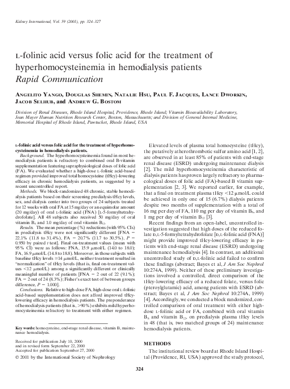 (PDF) L-folinic acid versus folic acid for the treatment of ...