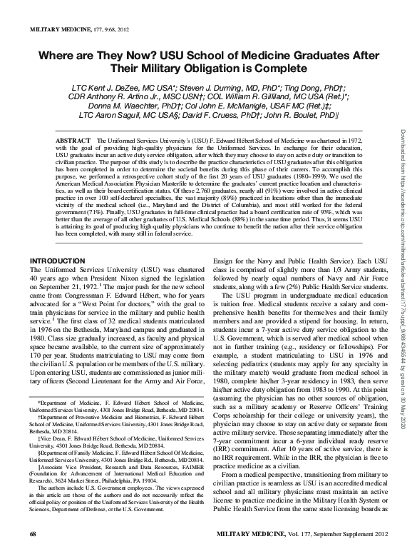 (PDF) Where are They Now? USU School of Medicine Graduates After Their ...