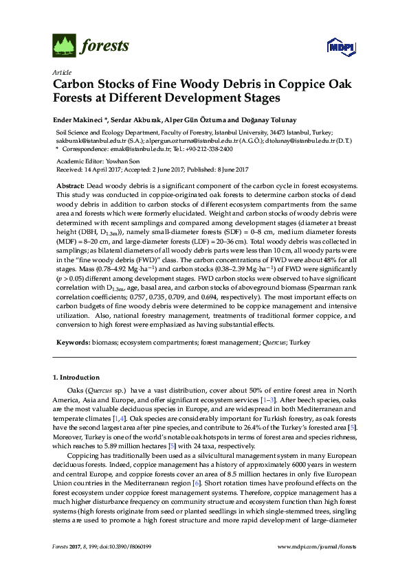 (PDF) Carbon Stocks of Fine Woody Debris in Coppice Oak Forests at ...