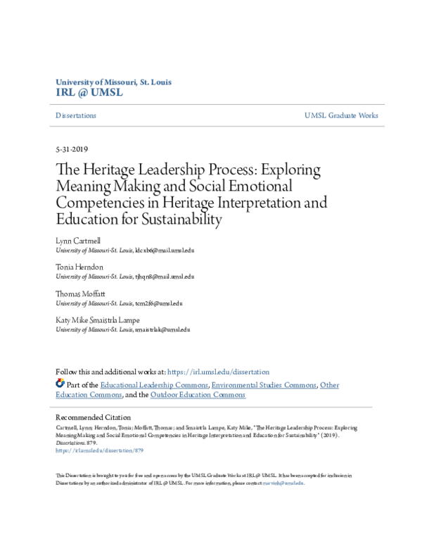 (PDF) The Heritage Leadership Process: Exploring Meaning Making and ...