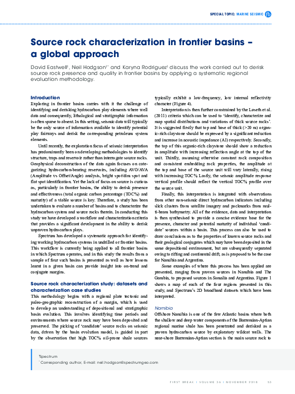 (PDF) Source rock characterization in frontier basins — a global approach