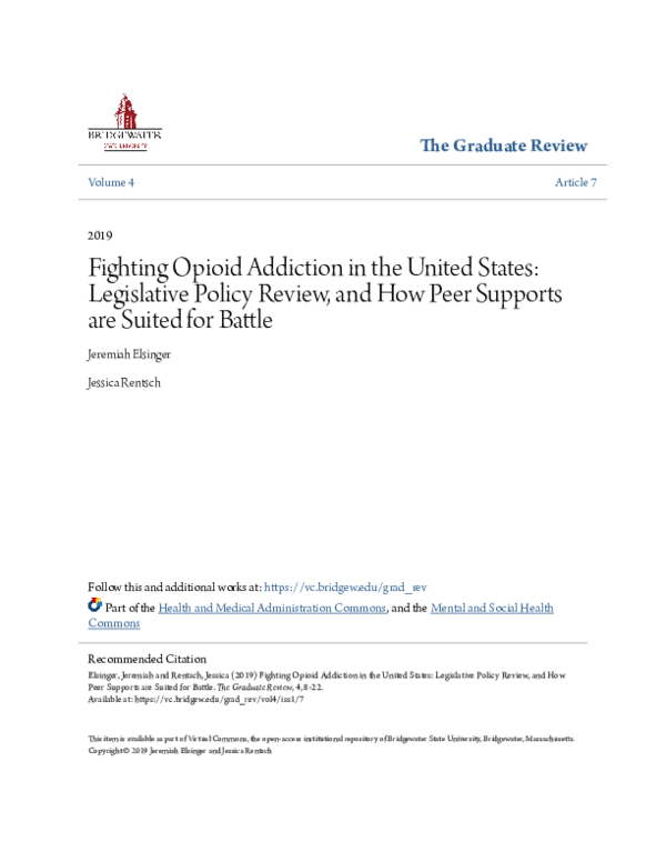 (PDF) Fighting Opioid Addiction in the United States: Legislative ...
