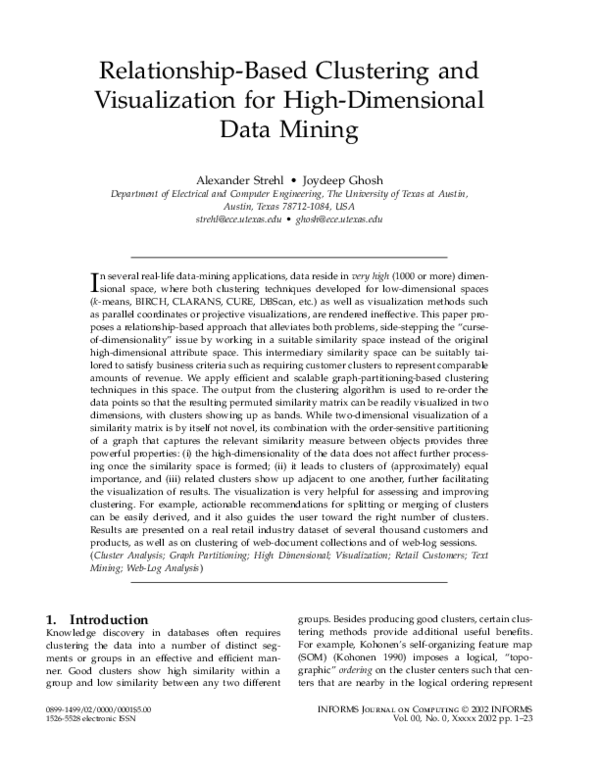 Pdf Relationship Based Clustering And Visualization For High