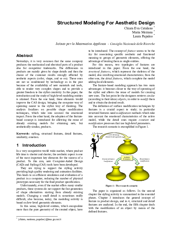 (PDF) Structured modelling for aesthetic design'