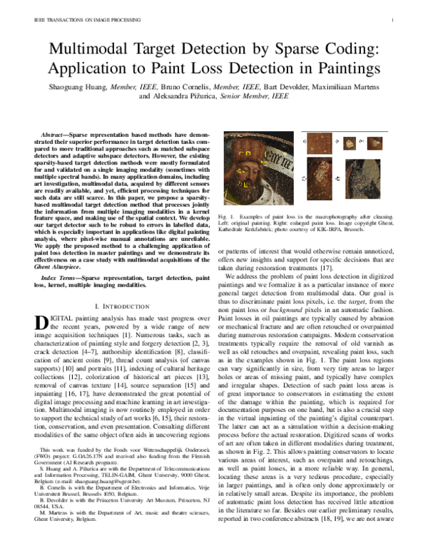 (PDF) Multimodal Target Detection by Sparse Coding: Application to Paint Loss Detection in Paintings