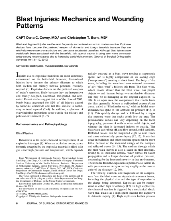 (PDF) Blast injuries: mechanics and wounding patterns