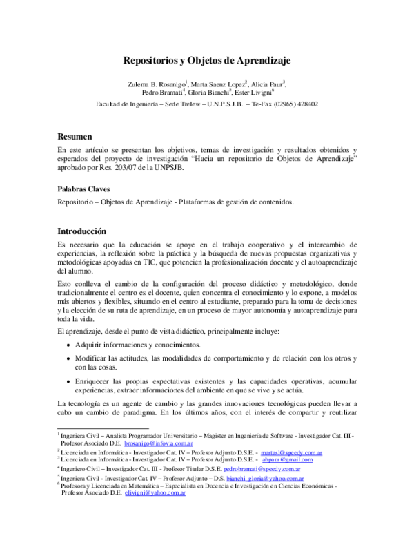 (PDF) Repositorios y objetos de aprendizaje | Pedro Bramati - Academia.edu