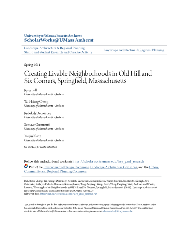 (PDF) Creating Livable Neighborhoods in Old Hill and Six Corners ...