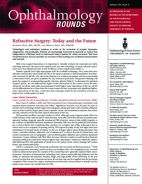 (PDF) Refractive Surgery : Today and the Future