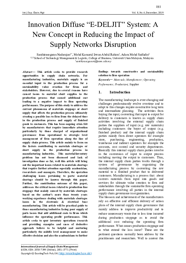 (PDF) Innovation Diffuse “E-DELJIT” System: A New Concept in Reducing ...