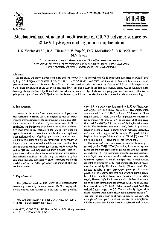 (PDF) Mechanical and structural modification of CR-39 polymer surface ...