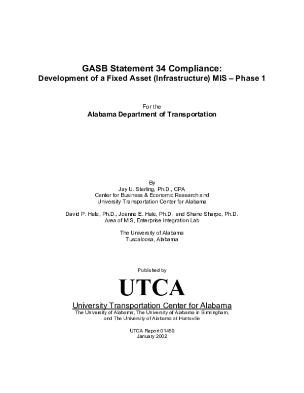 (PDF) Gasb Statement 34 Compliance: Development of a Fixed Asset ...