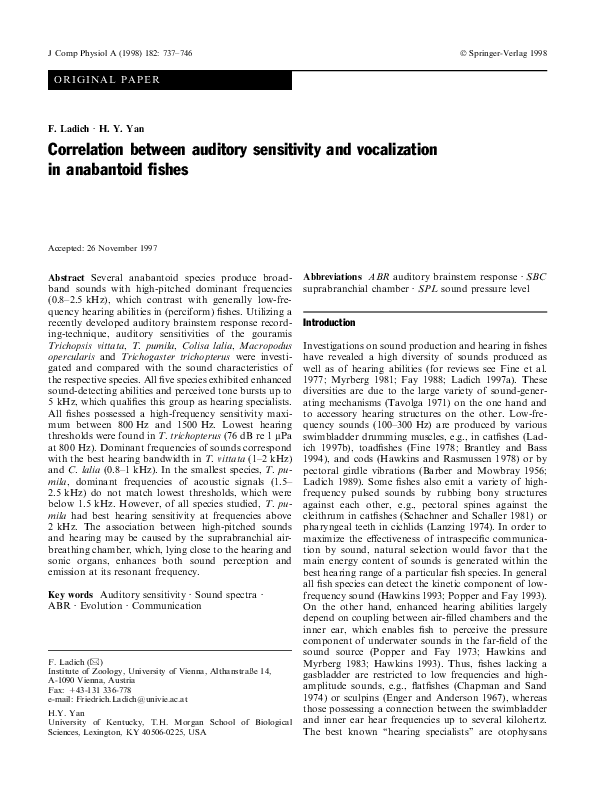 (PDF) Correlation between auditory sensitivity and vocalization in ...