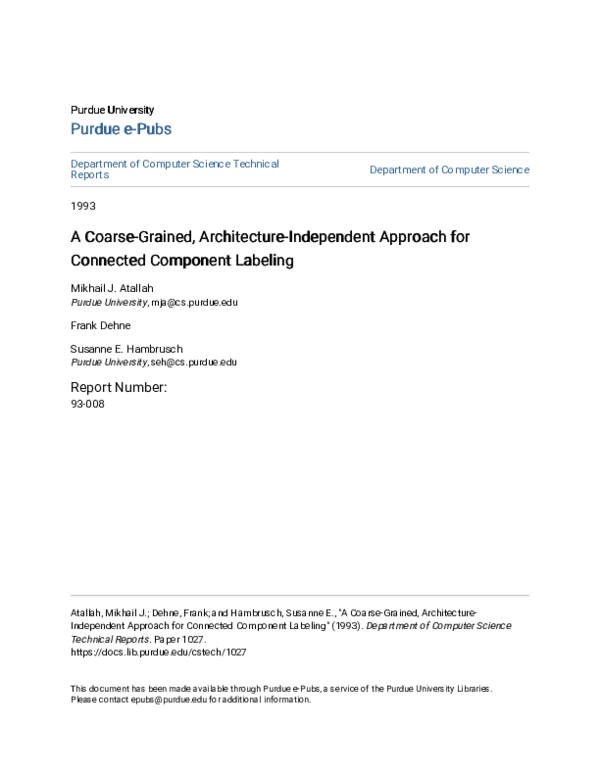(PDF) A coarse-grained, architecture-independent approach for connected ...