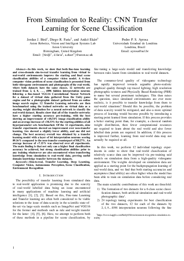 (PDF) From Simulation to Reality: CNN Transfer Learning for Scene Classification