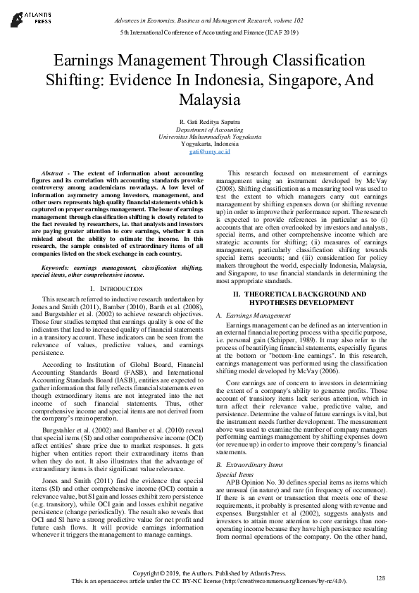 (PDF) Earnings Management Through Classification Shifting: Evidence in ...