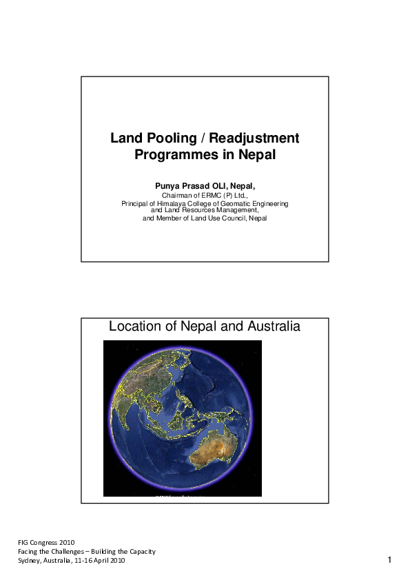 (PDF) Land Pooling / Readjustment Programmes in Nepal | Punya oli - Academia.edu