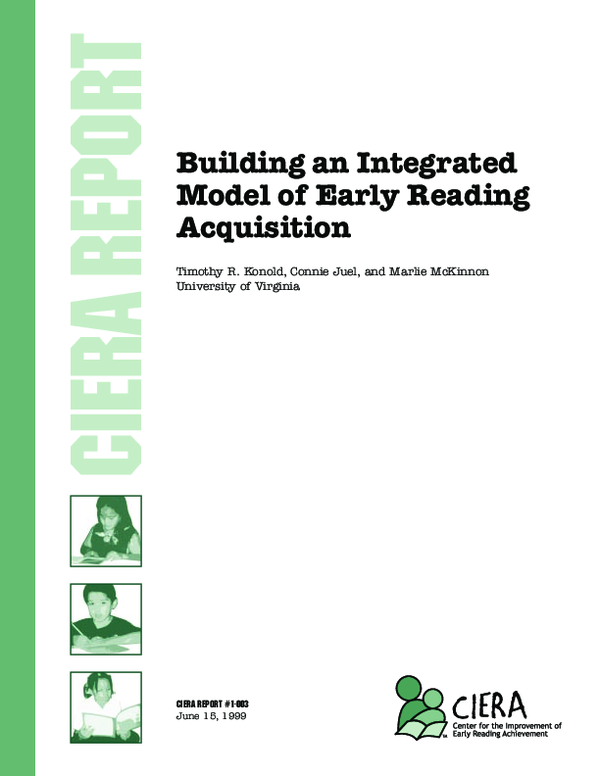 (PDF) Building an Integrated Model of Early Reading Acquisition. CIERA ...