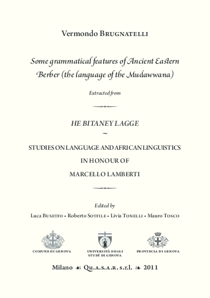 (PDF) Some grammatical features of Ancient Eastern Berber (the language ...