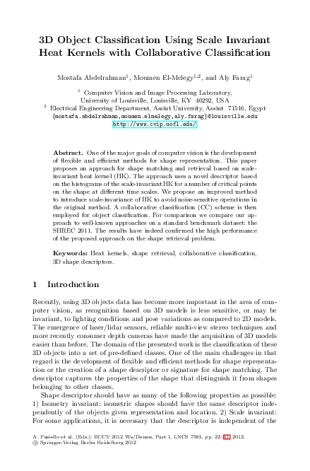 (PDF) 3D object classification using scale invariant heat kernels with collaborative ...