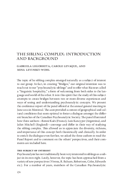 (PDF) The Sibling Complex: Introduction and Background