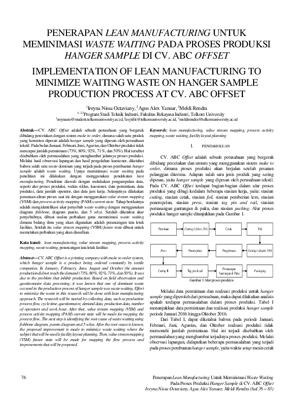 (PDF) Penerapan Lean Manufacturing Untuk Meminimasi Waste Inventory Pada Proses Produksi Buku ...