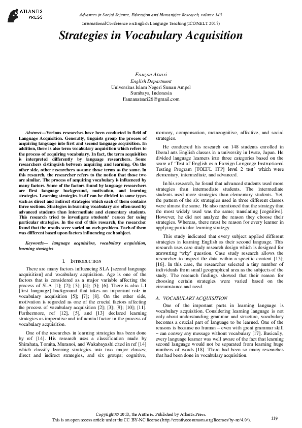 (PDF) Strategies in Vocabulary Acquisition