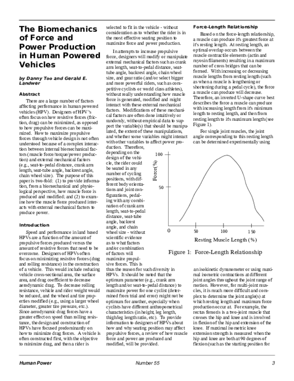 (PDF) The Biomechanics of Force and Power Production in Human Powered ...