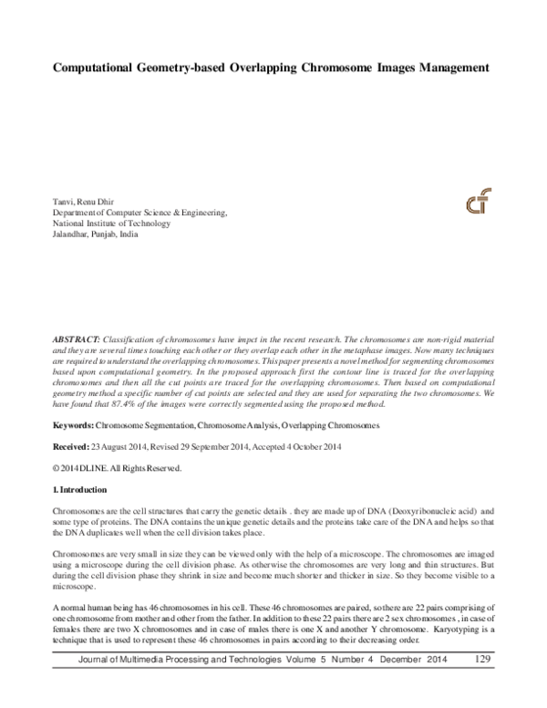 Pdf Computational Geometry Based Overlapping Chromosome Images Management