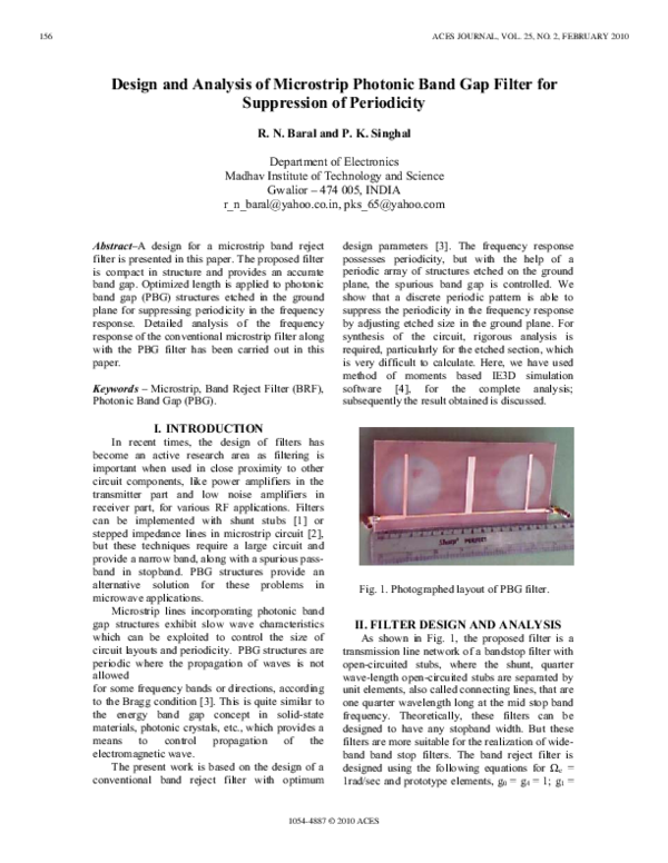 (PDF) Design and Analysis of Microstrip Photonic Band Gap Filter | Dr ...