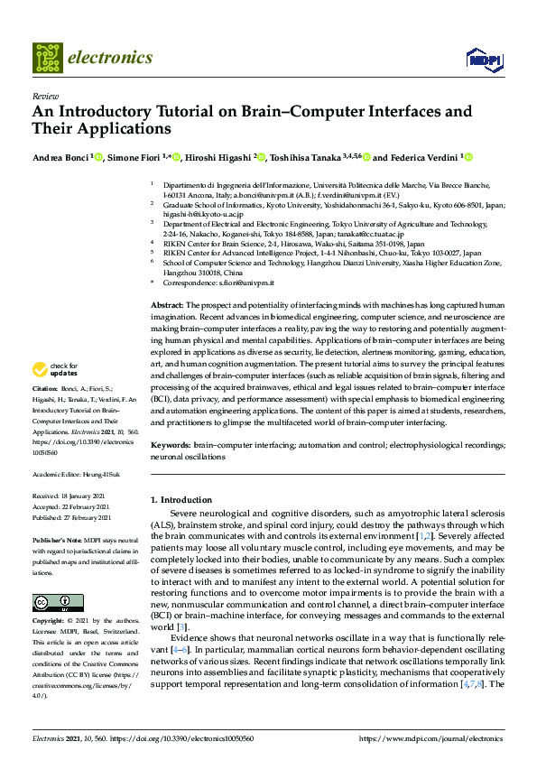 Pdf An Introductory Tutorial On Brain Computer Interfaces And Their