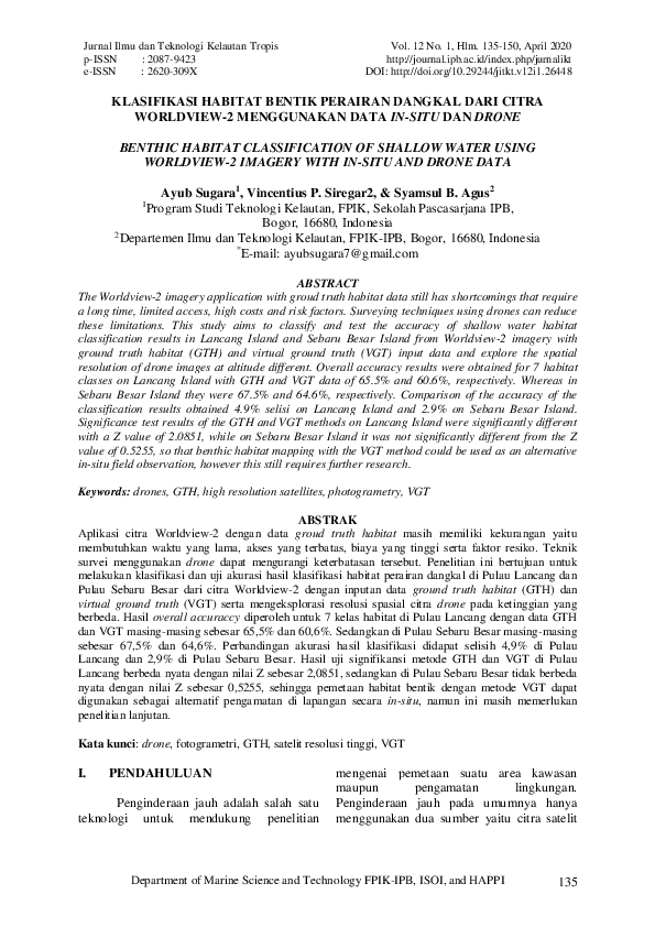 (PDF) Klasifikasi Habitat Bentik Perairan Dangkal Dari Citra Worldview-2 dan Sentinel 2A ...