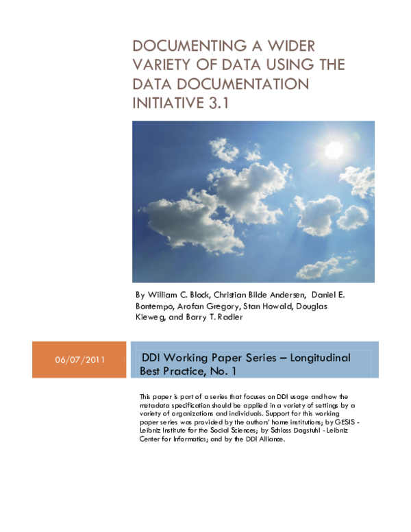 (PDF) Documenting a Wider Variety of Data Using the Data Documentation ...
