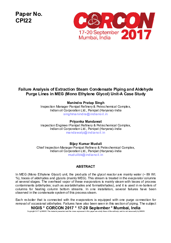 (PDF) Failure Analysis of Extraction Steam Condensate Piping and ...