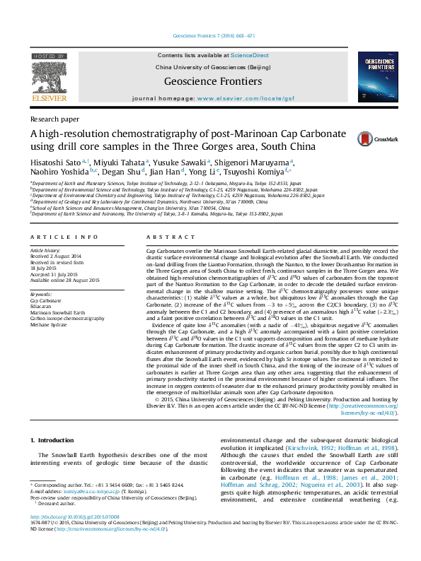 (PDF) A high-resolution chemostratigraphy of post-Marinoan Cap ...
