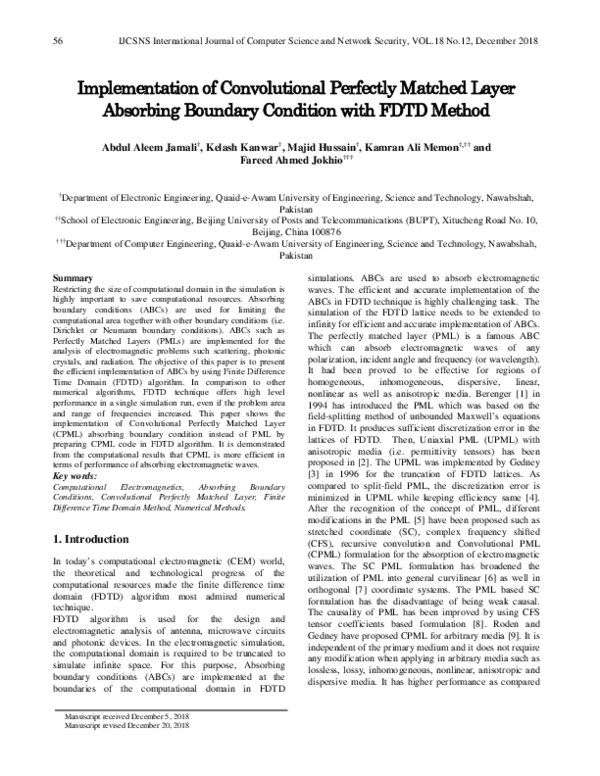 Pdf Implementation Of Convolutional Perfectly Matched Layer Absorbing Boundary Condition With