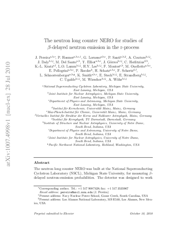 (PDF) The neutron long counter NERO for studies of β-delayed neutron ...