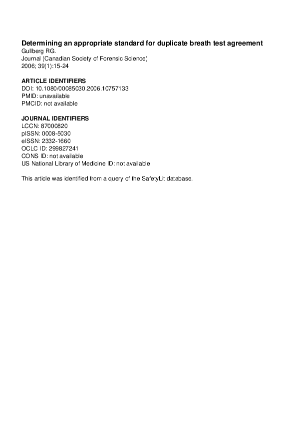 (PDF) Determining an Appropriate Standard for Duplicate Breath Test ...