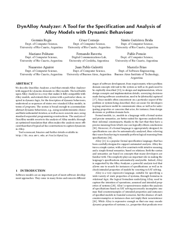 (PDF) DynAlloy analyzer: a tool for the specification and analysis of ...
