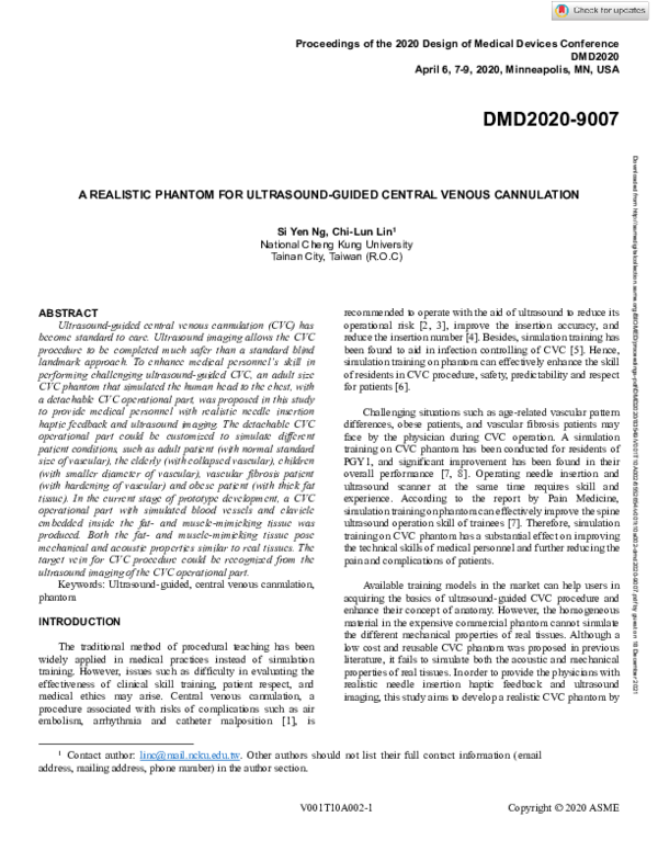 (PDF) Realistic Phantom for Ultrasound CVC Training